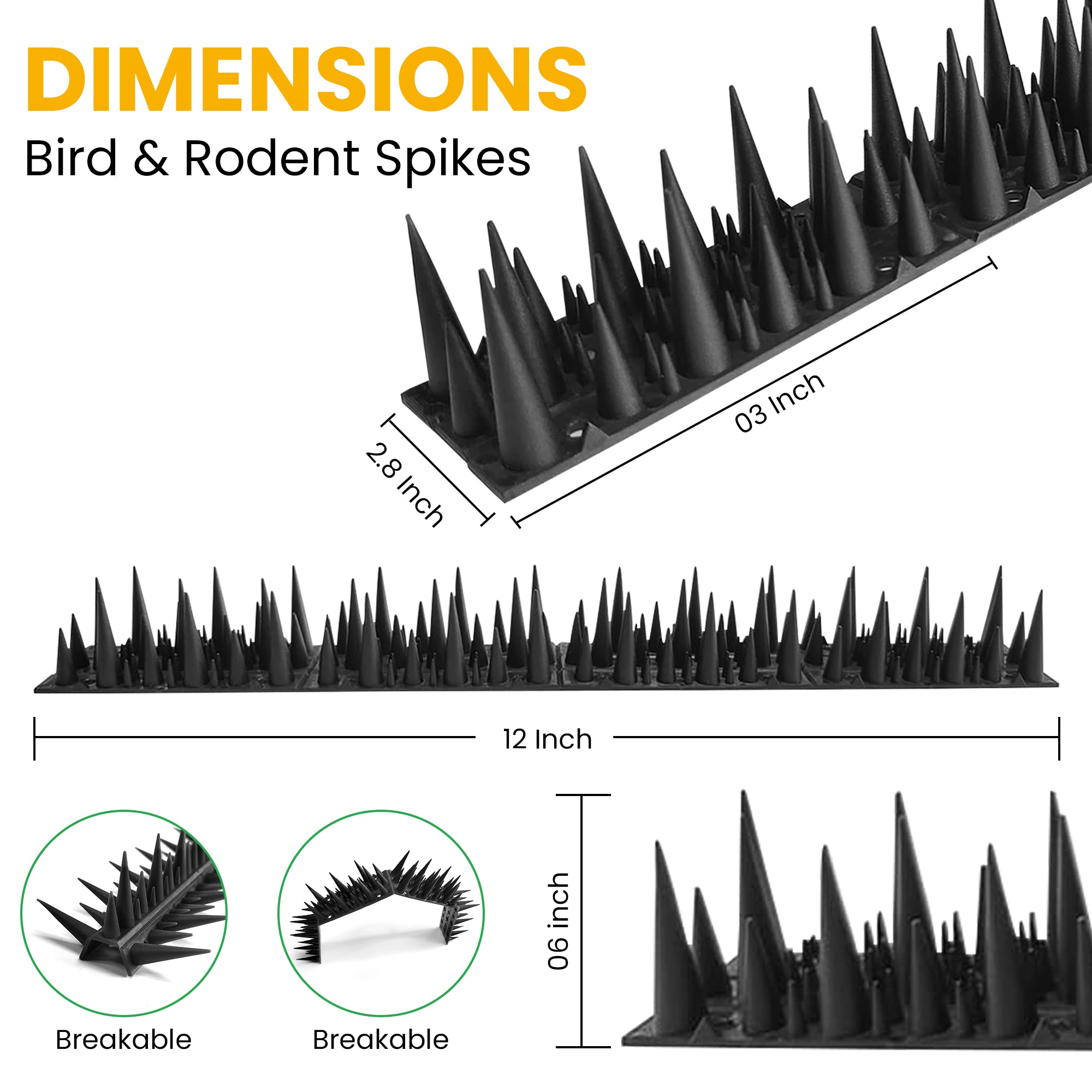 Unique Pattern Plastic Bird & Rodent Deterrent Spikes, Humane & effect ...